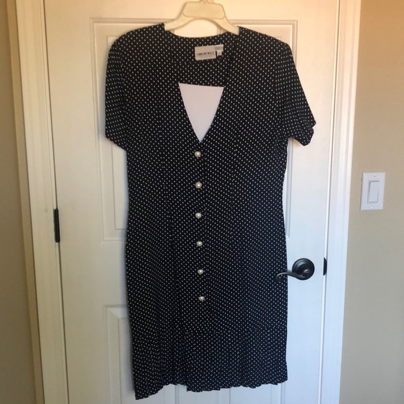 Caroline Wells | Dresses | Vintage Black And White Polka Dot Dress ...